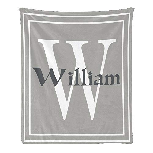 CUXWEOT Custom Blanket with Name Text Personalized W Letter Soft Fleece Throw Blanket for Gifts (50 X 60 inches)