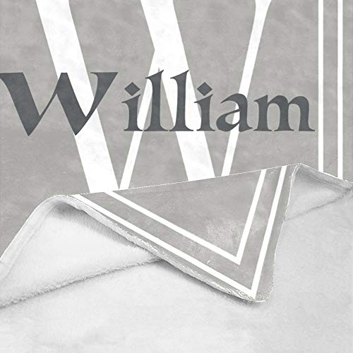 CUXWEOT Custom Blanket with Name Text Personalized W Letter Soft Fleece Throw Blanket for Gifts (50 X 60 inches)