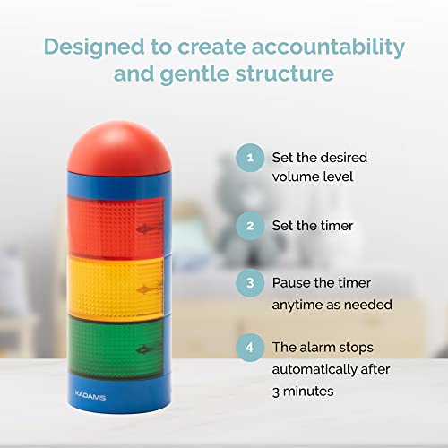 Kadams Visual Timer for Kids with Audio Alarm - Traffic Light Alarm for Kids, Teachers, Classroom, Home, Time Management Tool with Light Timer, 24hr Countdown, Pause Function, Auto Timer - Blue