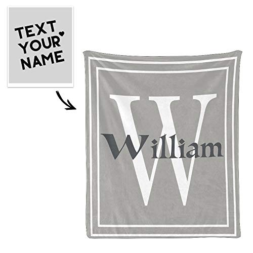 CUXWEOT Custom Blanket with Name Text Personalized W Letter Soft Fleece Throw Blanket for Gifts (50 X 60 inches)