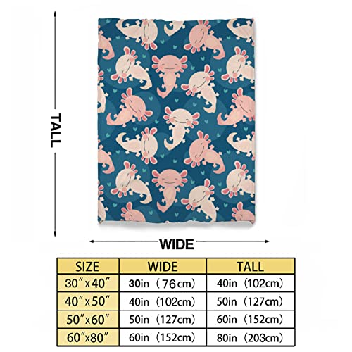 Fleece Blanket Axolotl Throw Blanket - Super Soft Cozy Lightweight Blanket for Couch, Sofa, Bed, Camping, Travel - Microfiber Blanket Gift