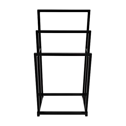 HAHRIR Black Metal 3-Tiers Stainless Steel Towel Racks ,Freestanding Towel Holder for Bathroom Accessories Organizer，for Bath Storage & Hand Towels&Washcloths& Blanket Rack