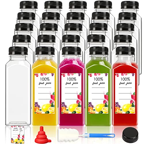 Moretoes 40pcs 12oz Empty Plastic Juice Bottles with Caps, Bulk Clear Beverage Containers for Juicing Drinking Milkshake Tea and Other Beverages