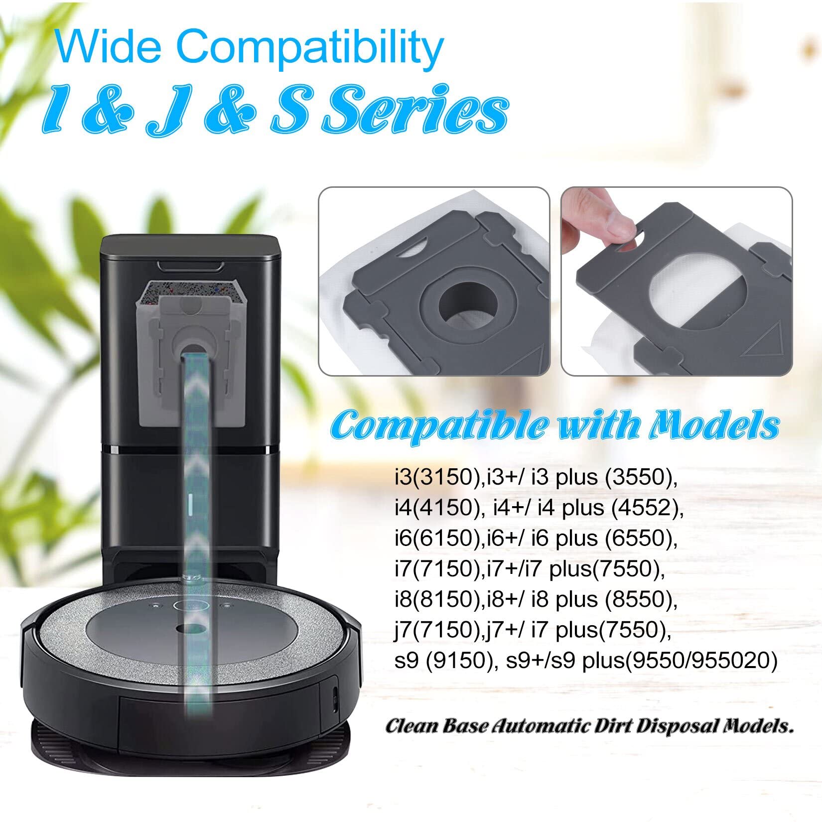 12 Pack Vacuum Bags Compatible with iRobot Roomba i & s & j Series, i3, i3+, i4, i4+, i6, i6+, i6Plus, i7, i7+, s9Plus, Vacuum Replacement Bags for iRobot Roomba Clean Base Automatic Dirt Disposal