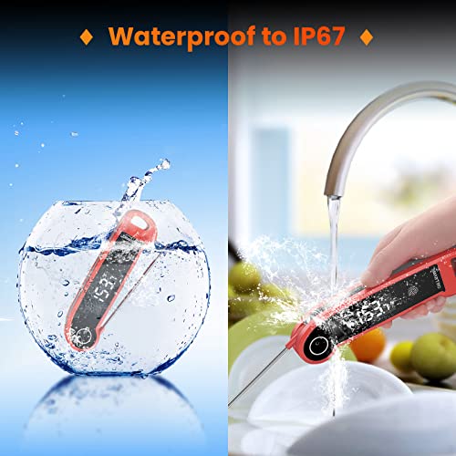 SMARTRO ST49 Digital Thermocouple Instant-Read Meat Thermometer for Food, Grilling, BBQ, Kitchen Cooking, Oil Deep Frying & Candy (Red)
