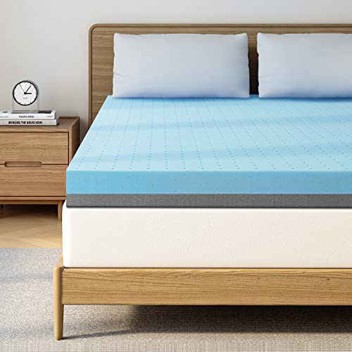Maxzzz 4 Inch Mattress Topper Queen - Cooling Gel Memory Foam Mattress Topper Bamboo Bed Topper, Medium Firm Mattress Topper High-Density Foam Topper, CertiPUR-US Certified