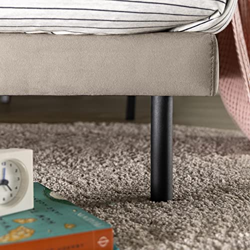 ZINUS Taylor Velvet Upholstered Platform Bed Frame with Split Headboard, Velvet Bed Frame, No Box Spring Needed, Easy Assembly, Latte, Full