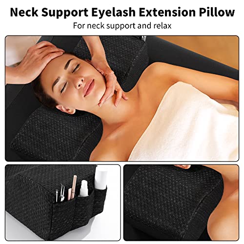 HOMBYS 4 Piece Set Lash Bed Linen for Massage Table, Memory Foam Lash Bed Topper and Neck Pillow and Leg Pillow and Table Cover for Lash Bed, 4 Lash Extension Set All in A Bag