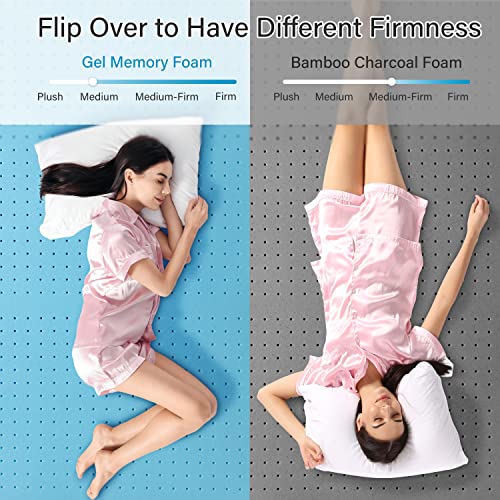 Maxzzz 4 Inch Mattress Topper Queen - Cooling Gel Memory Foam Mattress Topper Bamboo Bed Topper, Medium Firm Mattress Topper High-Density Foam Topper, CertiPUR-US Certified