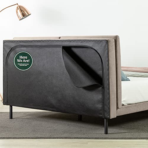 ZINUS Taylor Velvet Upholstered Platform Bed Frame with Split Headboard, Velvet Bed Frame, No Box Spring Needed, Easy Assembly, Latte, Full