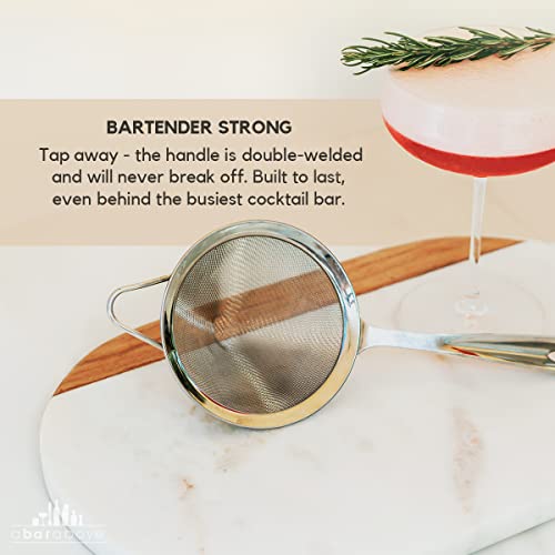 A Bar Above Fine Mesh Strainer – Stainless Steel Strainer for Cocktail Set – Ergonomic, Durable Cocktail Strainer with Handle for Cocktails, Tea & More – Bar & Home Strainers for Kitchen