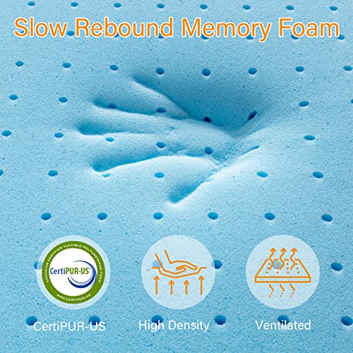 Maxzzz 4 Inch Mattress Topper Queen - Cooling Gel Memory Foam Mattress Topper Bamboo Bed Topper, Medium Firm Mattress Topper High-Density Foam Topper, CertiPUR-US Certified