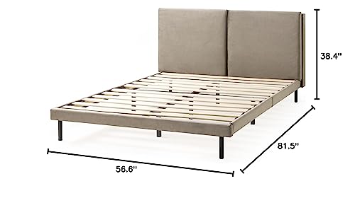 ZINUS Taylor Velvet Upholstered Platform Bed Frame with Split Headboard, Velvet Bed Frame, No Box Spring Needed, Easy Assembly, Latte, Full