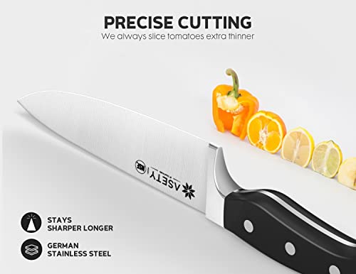 ASETY Kitchen Knife Set with Block, NSF Certified 15 PCS Professional Chef Knife Set with Knife Sharpener, German Stainless Steel Full Tang Knife Block Set, Gift for Men I Women