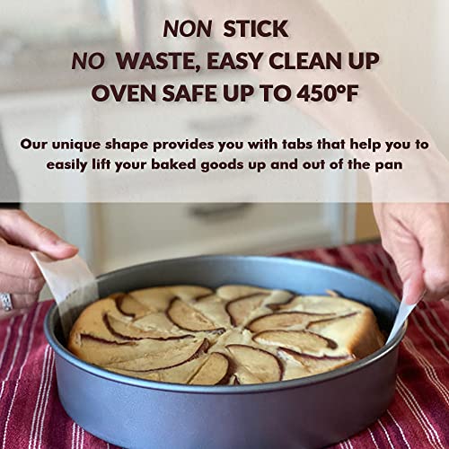 The Smart Baker - Perfect Parchment Paper - 9 inch Round Cake Pan Liner with Lift Tab. 24 Pre-Cut Baking Sheets. Greaseproof Non-Stick Baking Paper