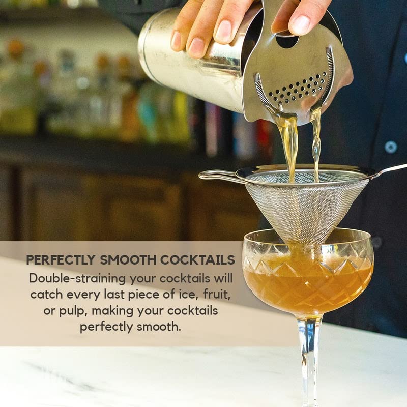 A Bar Above Fine Mesh Strainer – Stainless Steel Strainer for Cocktail Set – Ergonomic, Durable Cocktail Strainer with Handle for Cocktails, Tea & More – Bar & Home Strainers for Kitchen