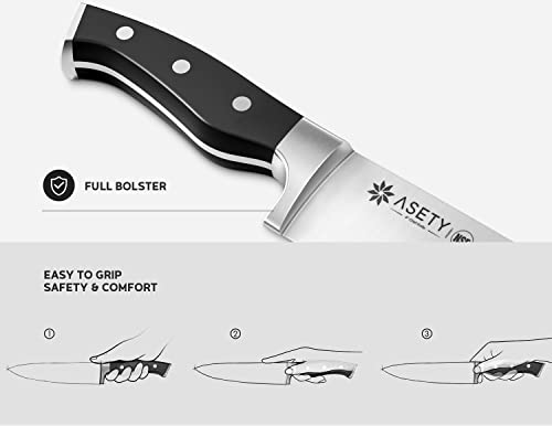 ASETY Kitchen Knife Set with Block, NSF Certified 15 PCS Professional Chef Knife Set with Knife Sharpener, German Stainless Steel Full Tang Knife Block Set, Gift for Men I Women