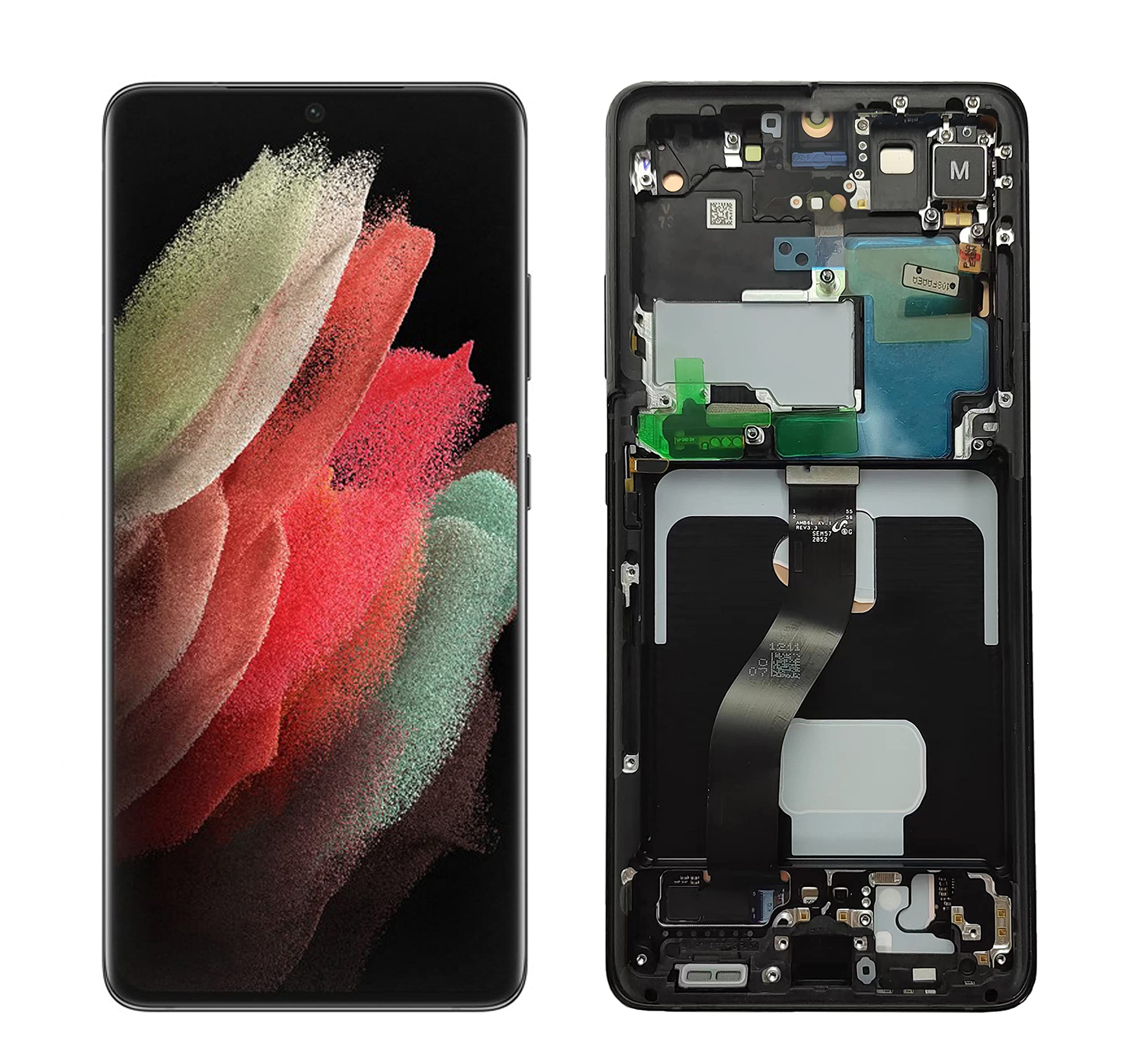 100% Original Screen Replacement for Samsung Galaxy S21 Ultra 5G G998A G998T G998U G998V 6.8"+Frame Touch Screen Assembly Display, Display Digitizer Assembly (Black)