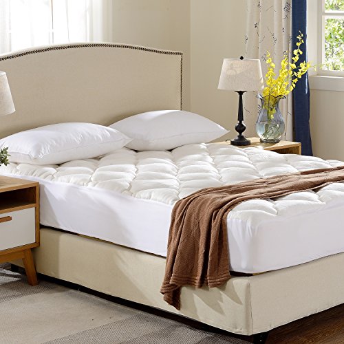 Cheer Collection Soft and Plush Bamboo Fitted Mattress Topper - Twin Size - Plush Eco Friendly Mattress Protector Cover for Bedding - (Queen)