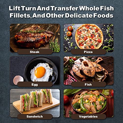 Rainspire Fish Spatula Stainless Steel for Nonstick Cookware, Slotted Fish Turner Spatula with Sloped Head Design, Metal Spatula Griddle Spatula For Flipping Delicate Food, Fish, Egg, Patties, Fries
