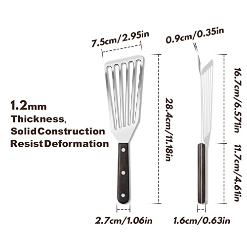 Rainspire Fish Spatula Stainless Steel for Nonstick Cookware, Slotted Fish Turner Spatula with Sloped Head Design, Metal Spatula Griddle Spatula For Flipping Delicate Food, Fish, Egg, Patties, Fries