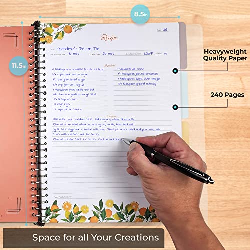 Blank Recipe Book to Write in Your Own Recipes with Kitchen Conversion Chart Magnet, Store 240 Recipes in This 30 Ring Binder with 8 Dividers