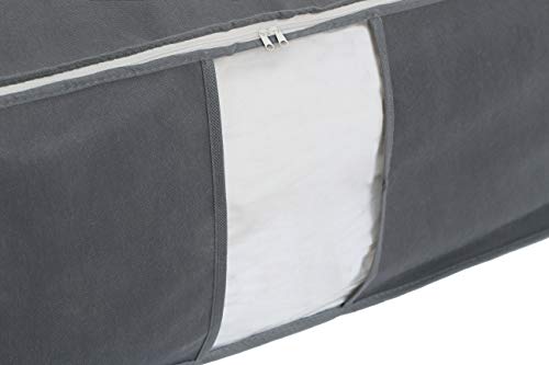 Surblue Under Bed Storage Organizer Large Capacity with Handle Clear Window (Gray)