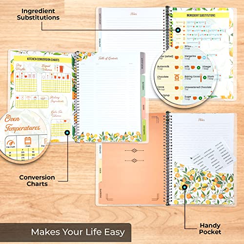 Blank Recipe Book to Write in Your Own Recipes with Kitchen Conversion Chart Magnet, Store 240 Recipes in This 30 Ring Binder with 8 Dividers