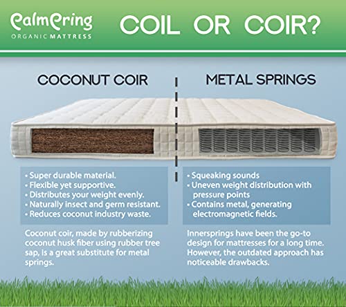 NATURAL LIFE PALMPRING Cambay Queen Mattress - Organic Coconut Coir 8β Extra Firm 1 Layer Comfortable Sleep Bed Dust Free