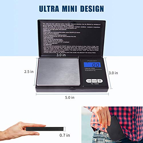 ππππΆπΌπ» Digital Pocket Scale 1000g/0.1g, Small Digital Scales Grams and Ounces, Herb Scale, Jewelry Scale, Portable Travel Food Scale( Battery Included )