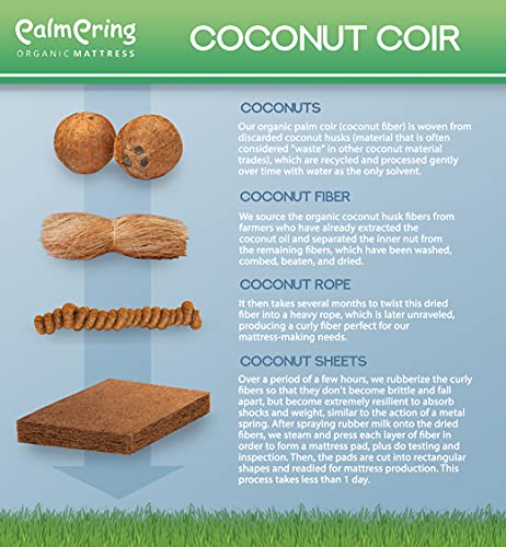 NATURAL LIFE PALMPRING Cambay Queen Mattress - Organic Coconut Coir 8β Extra Firm 1 Layer Comfortable Sleep Bed Dust Free