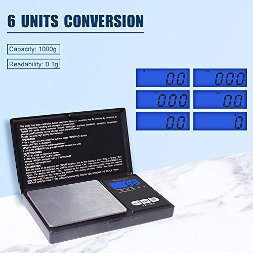 ππππΆπΌπ» Digital Pocket Scale 1000g/0.1g, Small Digital Scales Grams and Ounces, Herb Scale, Jewelry Scale, Portable Travel Food Scale( Battery Included )