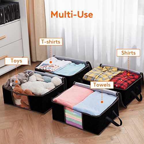Lifewit 2 Pack Under Bed Storage Containers, Bundle with 4 Pack 35L Clothes Storage Bags, Black