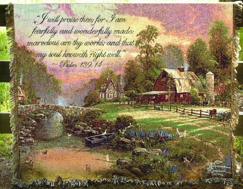 Manual Thomas Kinkade 50 x 60-Inch Tapestry Throw, Sunset at Riverbend