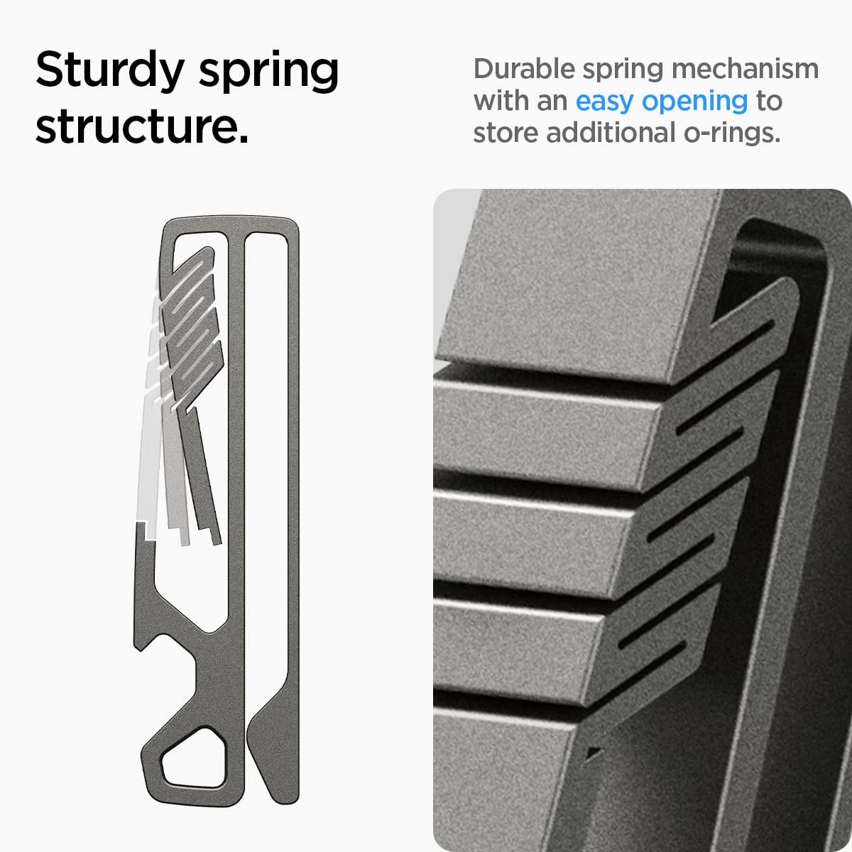 Spigen Life Metal Fit Titanium Belt Loop Key Ring Clip Holder, Car Keychain Key Clip for Belt, Bottle Opener Key Chain Ring for Men and Women - Gunmetal