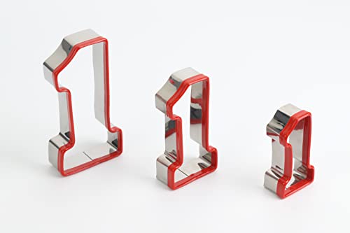 3Pcs Number One Cookie Cutters 5", 4", 3", 1 Cookie Cutter Set, Biscuit Cutter, 0.4MM Thickness Heavy Duty Food-Grade Stainless Steel, Coated with Soft PVC for Protection