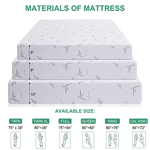 Maxspeed 6 Inch Green Tea Cooling Gel Memory Foam Mattress with Breathable Bamboo CoverĀ for Cool Sleep & Pressure Relief/Medium Firm Mattress/Bed-in-a-Box/CertiPUR-US Certified/Made in USA/Twin