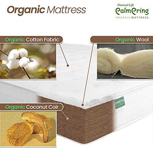 NATURAL LIFE PALMPRING Cambay Queen Mattress - Organic Coconut Coir 8β Extra Firm 1 Layer Comfortable Sleep Bed Dust Free