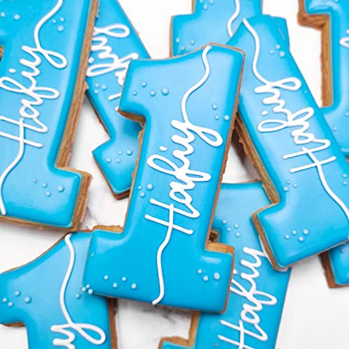 3Pcs Number One Cookie Cutters 5", 4", 3", 1 Cookie Cutter Set, Biscuit Cutter, 0.4MM Thickness Heavy Duty Food-Grade Stainless Steel, Coated with Soft PVC for Protection