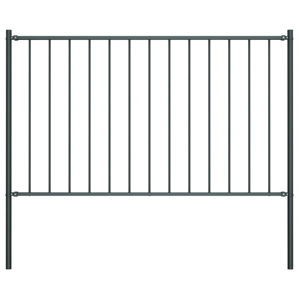 Fence Panel with Posts Powder-Coated Steel,Garden Fence,Steel Fence Panel,Outdoor Residential Fencing for Yard and Garden, Multi-Purpose Metal Animal Fence 5.6'x3.3' Anthracite
