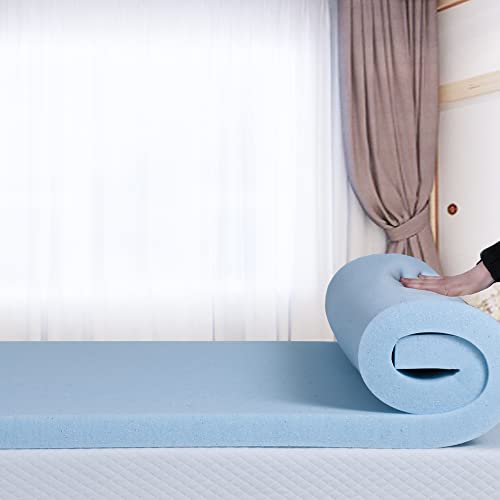 2-Inch Memory Foam Mattress Topper Queen Size Cooling & Breathable CertiPUR-US Certified Soft Gel Infused Foam Mattress Pad