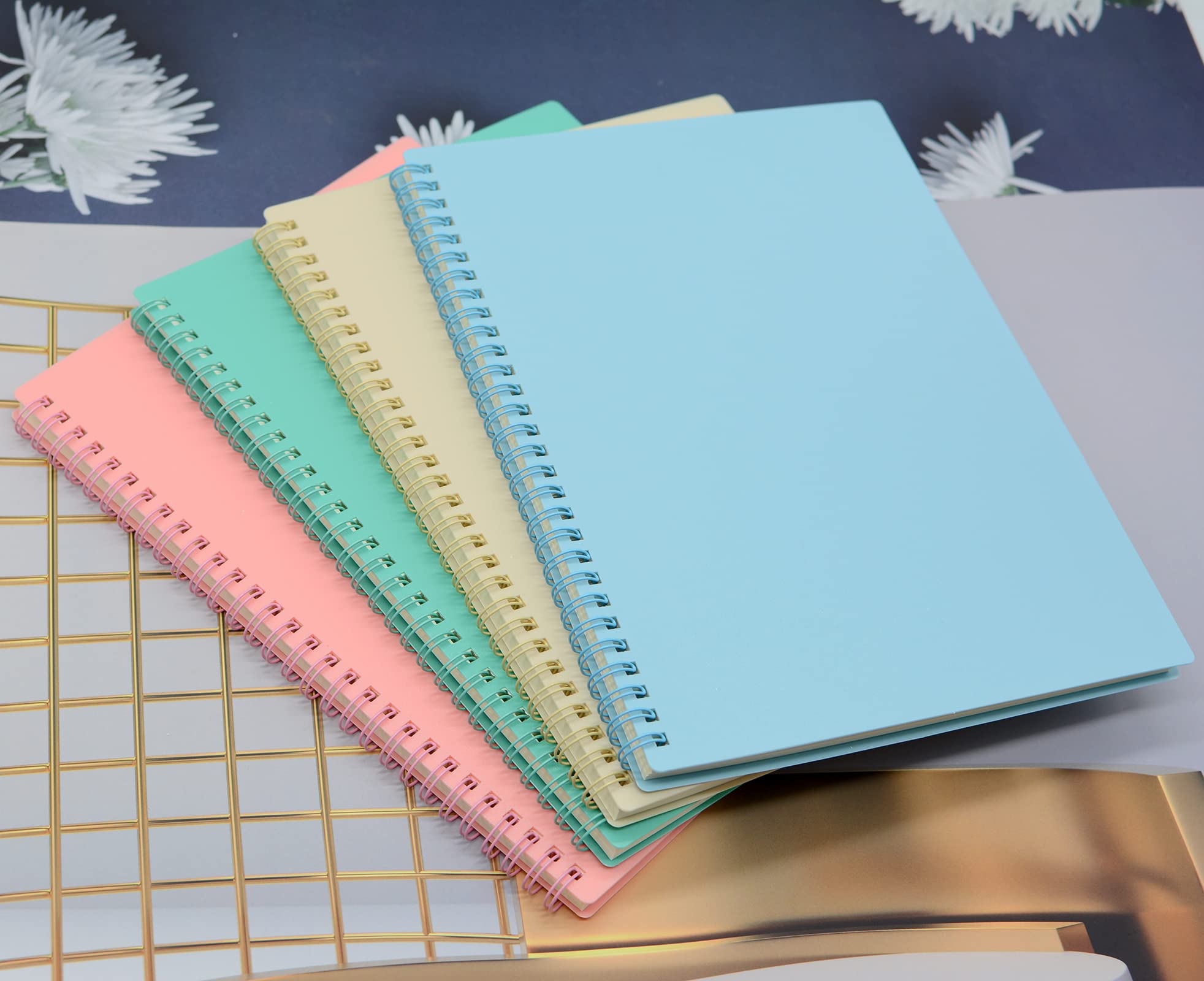 Yansanido Spiral Notebook, 8 Pcs 10.5 Inch x 7.45 Inch B5 Thick Plastic Hardcover 7mm College Ruled 8 Color 80 Sheets -160 Pages Journals for Study, Work, Travel and Notes (B5, 8 Pcs 8 Color)