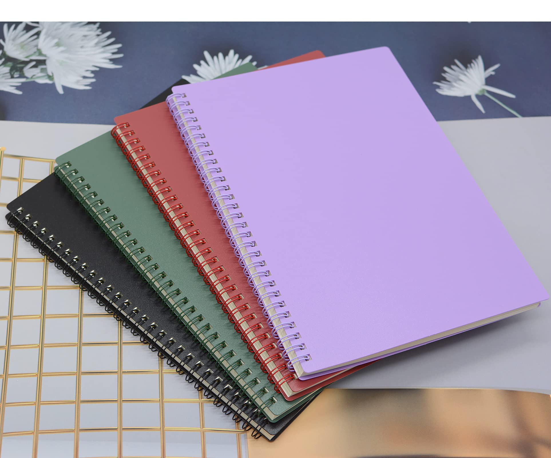 Yansanido Spiral Notebook, 8 Pcs 10.5 Inch x 7.45 Inch B5 Thick Plastic Hardcover 7mm College Ruled 8 Color 80 Sheets -160 Pages Journals for Study, Work, Travel and Notes (B5, 8 Pcs 8 Color)