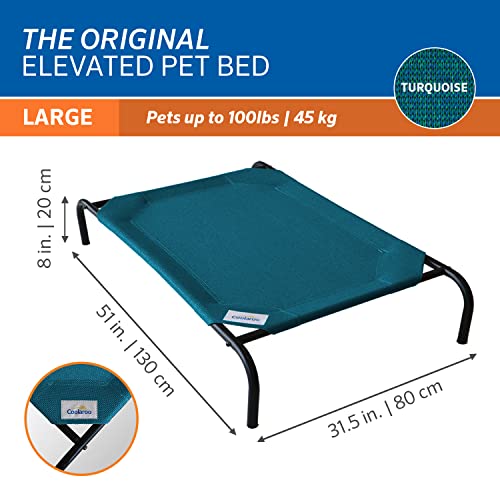 Gale Pacific Coolaroo The Original Cooling Elevated Dog Bed, Indoor and Outdoor, Large, Turquoise