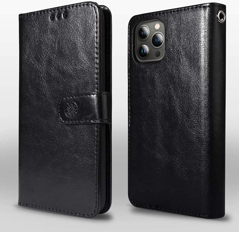 Shields Up Designed for iPhone 13 Pro Max Case Wallet, Detachable Magnetic Wallet Case with Card Holder & Wrist Strap, [Vegan Leather] Protective Folio Cover for iPhone 13 Pro Max 6.7 inch -Black