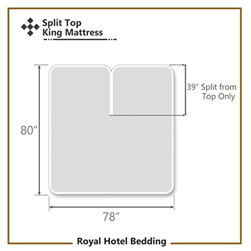 Royal Hotel Bedding Abripedic Plush Cotton Mattress Topper, Top Split King, 2 Inches Hypoallergenic Overfilled Down Alternative Anchor Bands Mattress Topper