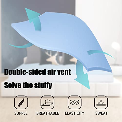 2-Inch Memory Foam Mattress Topper Queen Size Cooling & Breathable CertiPUR-US Certified Soft Gel Infused Foam Mattress Pad