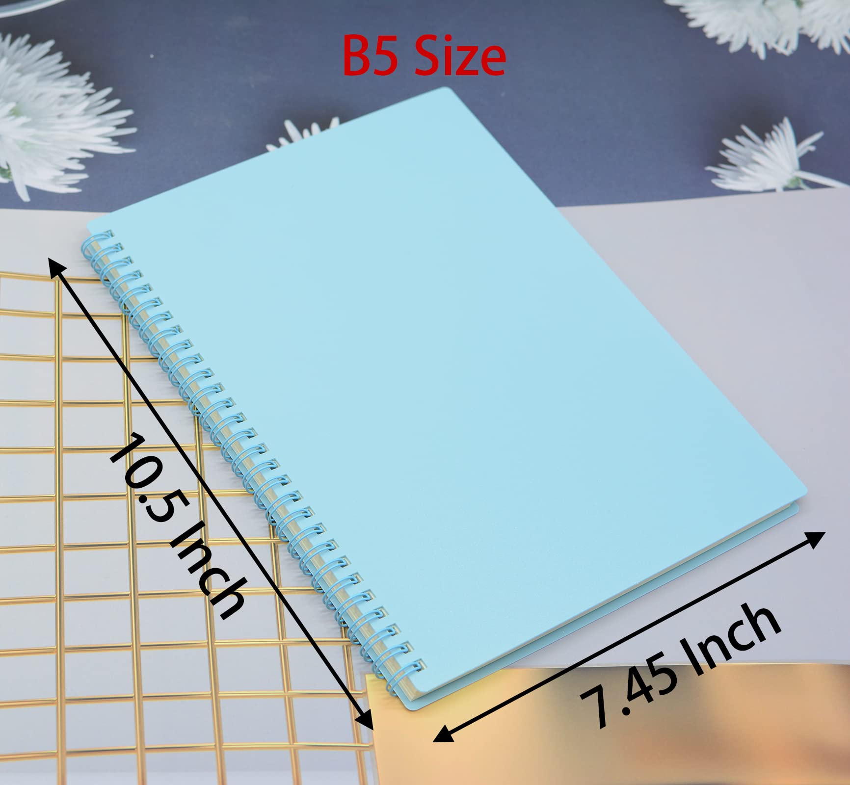 Yansanido Spiral Notebook, 4 Pcs 10.5 Inch x 7.45 Inch B5 Thick Plastic Hardcover 7mm College Ruled 4 Color 80 Sheets -160 Pages Journals for Study, Work, Travel and Notes (B5, 4 Pcs Light Color)