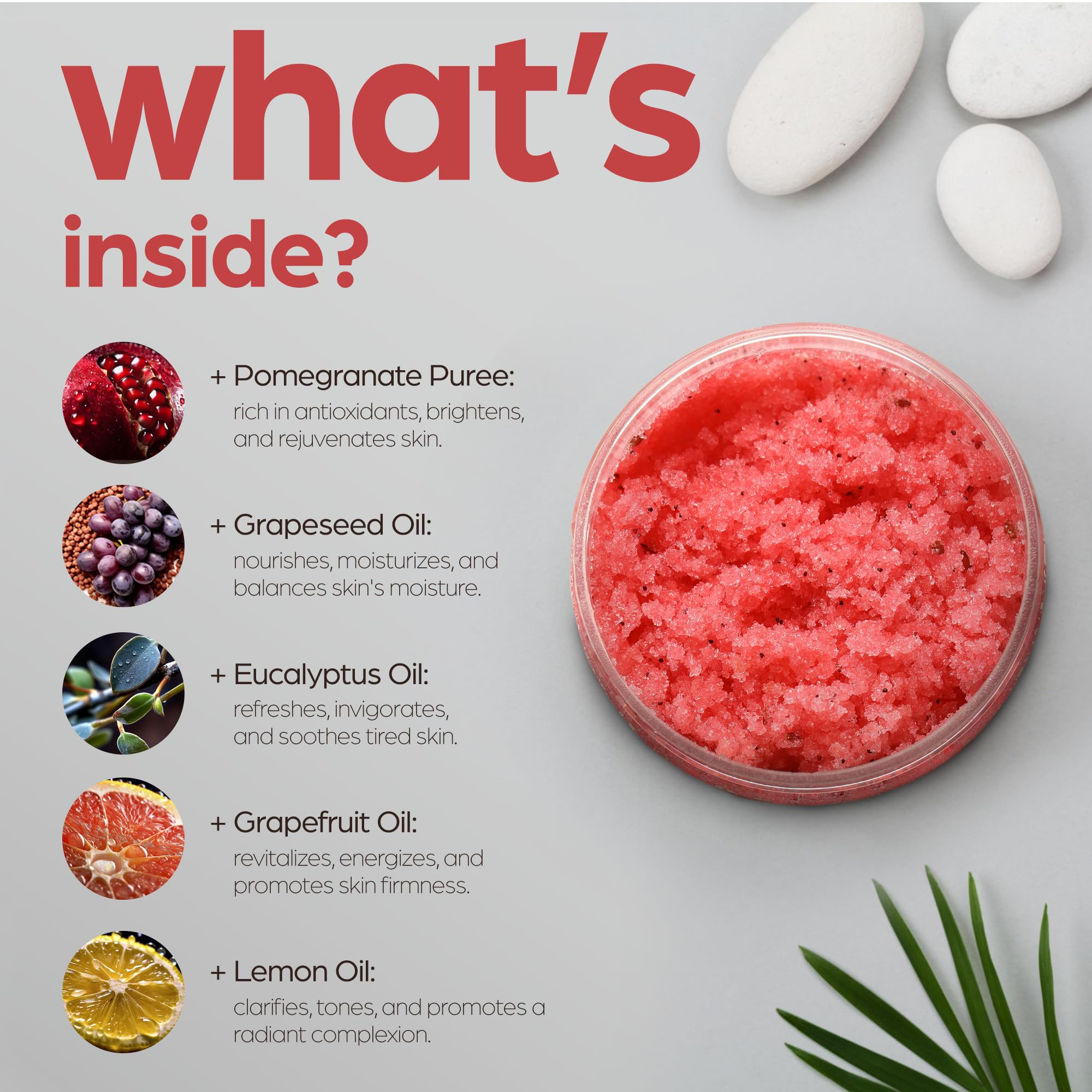 Body Scrub β Moisturizing and Softening with Nourishing Body Oils -Exfoliating Salt Scrub For Body - Win Against Aging, Acne, Eczema, Psoriasis & Dead Skin Scars- 10 oz (Pomegranate)
