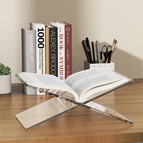 Acrylic Book Stand, Clear Book Holder for Display, Sturdy Open Book Stand for Desk, Kitchen Counter Reading Stand Book Holder for Textbook, Cookbook, Magazine, Recipe